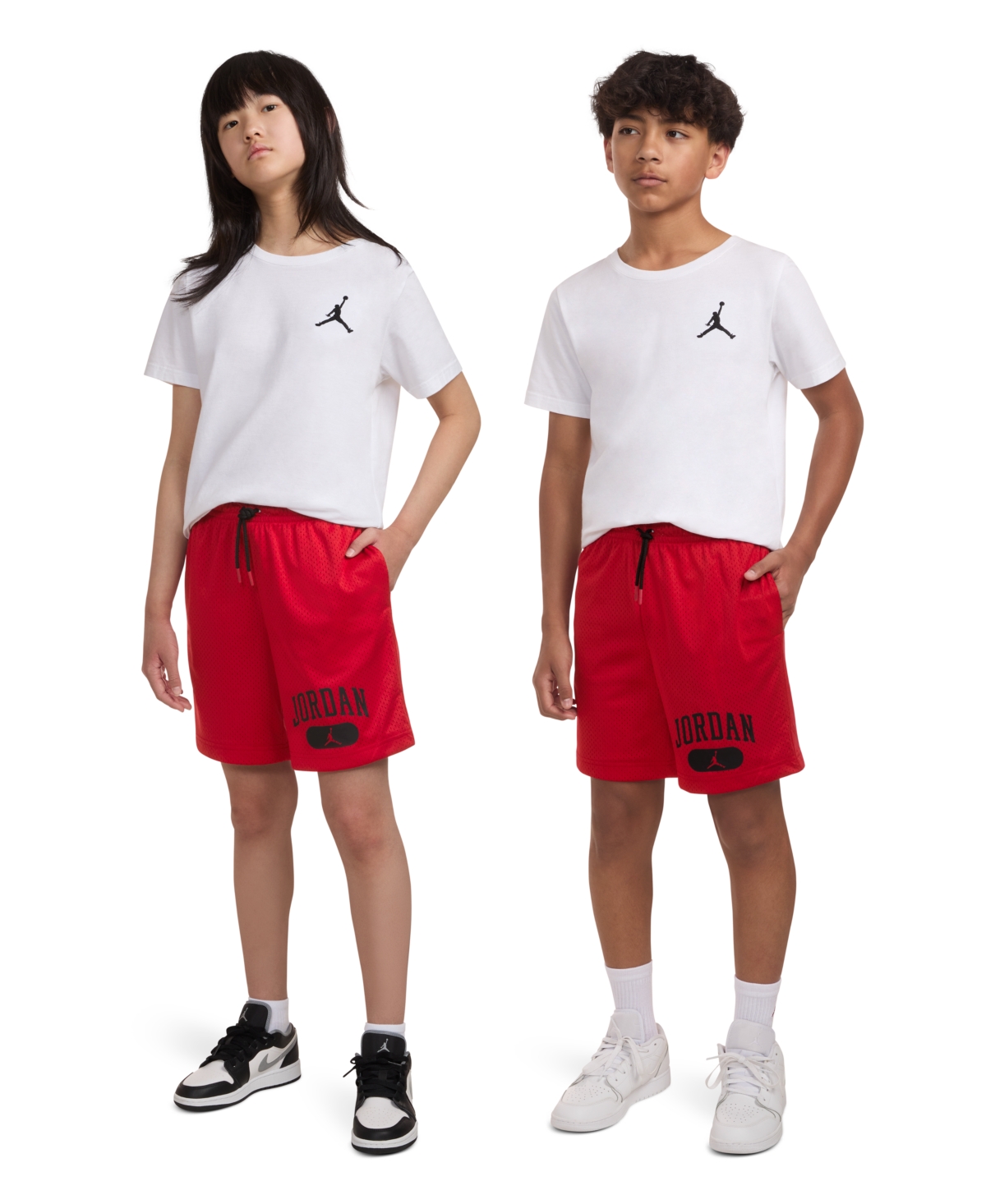 Click here for Jordan Big Boys Mesh Logo Shorts - Gym Red prices