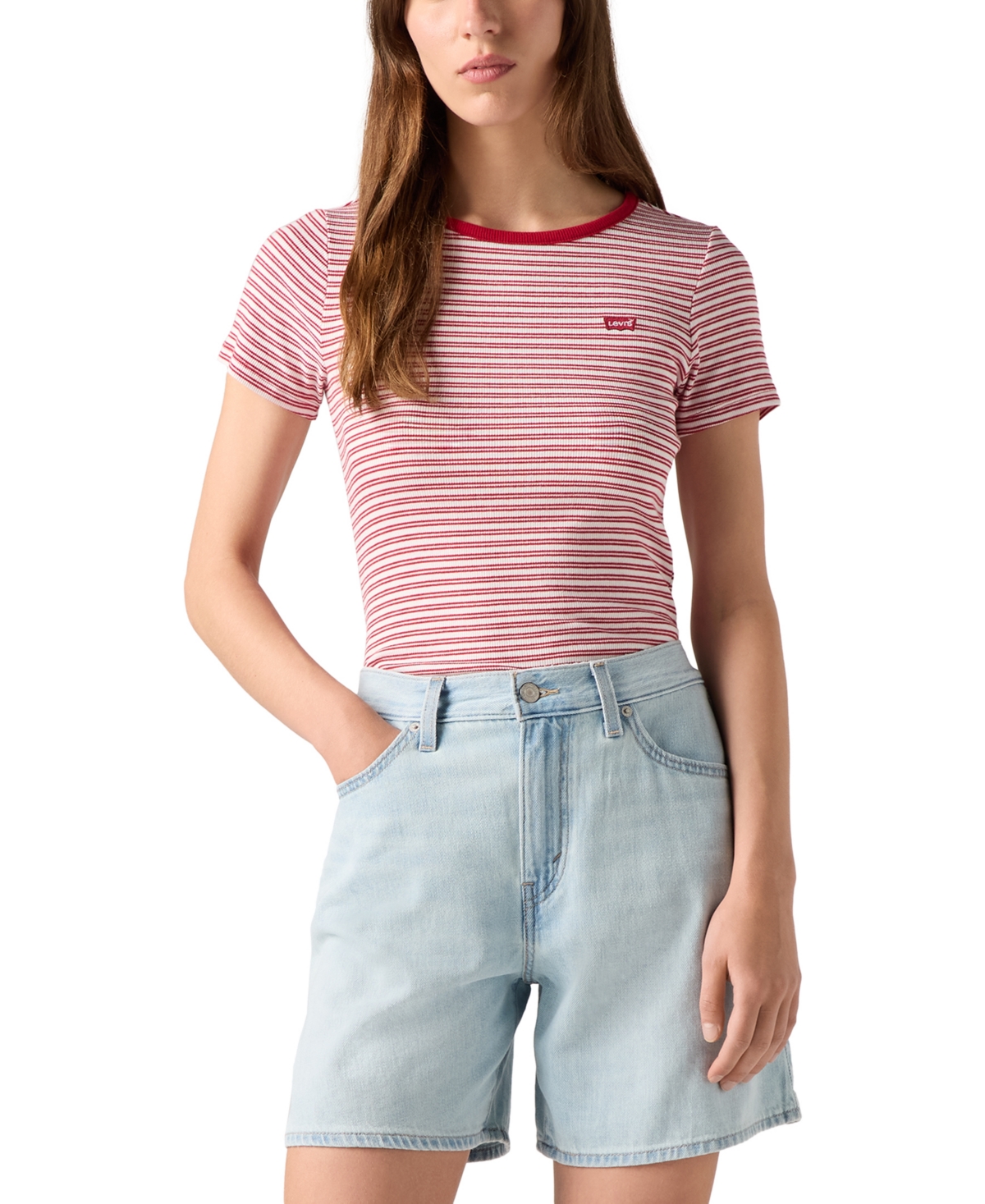 Click here for Levis Womens Classic Hayes Tee - Saddle Stripe Bri... prices