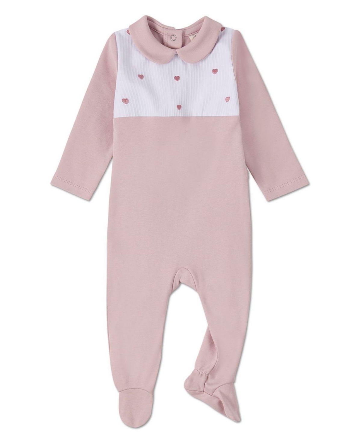 Click here for MeMoi Baby Girls Petite Hearts Pintuck Footie - Li... prices