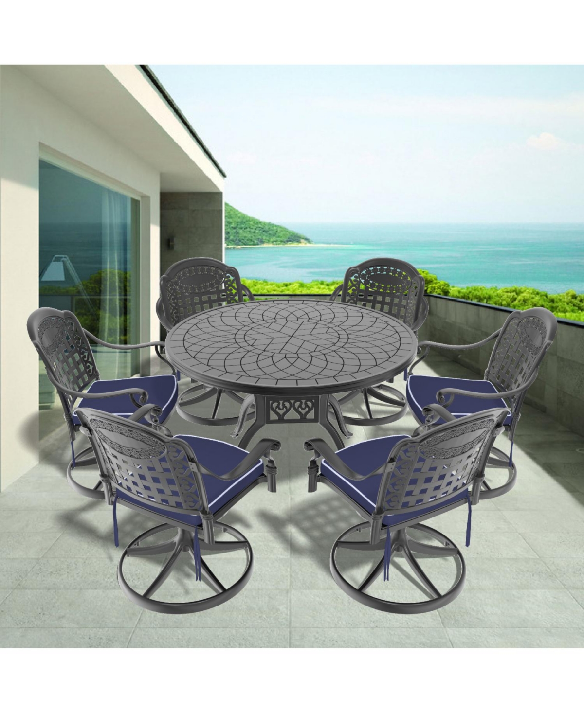 Click here for Streamdale 7-Pc Cast Aluminum Dining Set  6 Swivel... prices