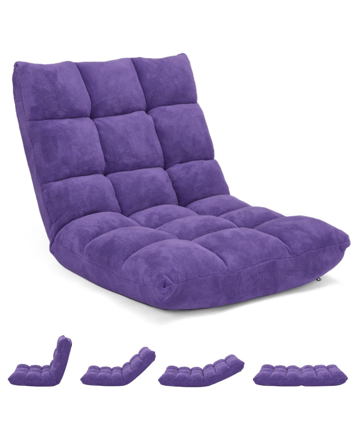 Click here for Adjustable 14-position Cushioned Floor Chair - Pur... prices
