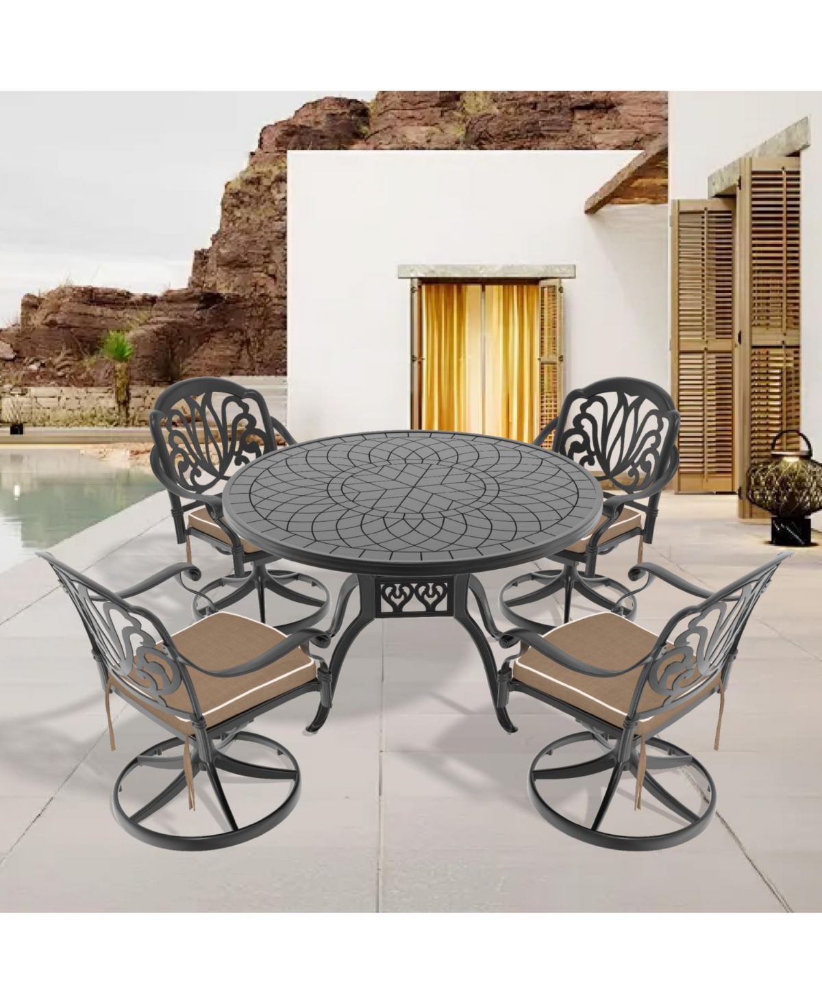 Click here for Streamdale 5-Pc Cast Aluminum Dining Set  4 Swivel... prices