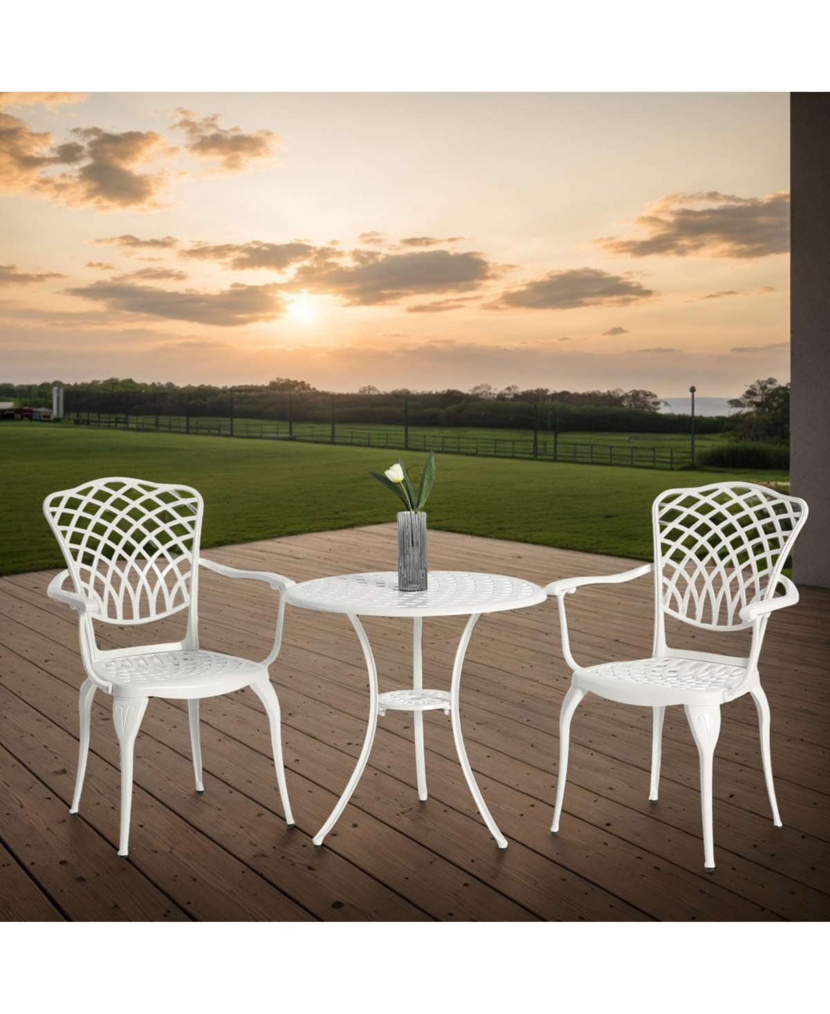 Click here for Streamdale 3-Piece White Patio Bistro Set  Cast Al... prices