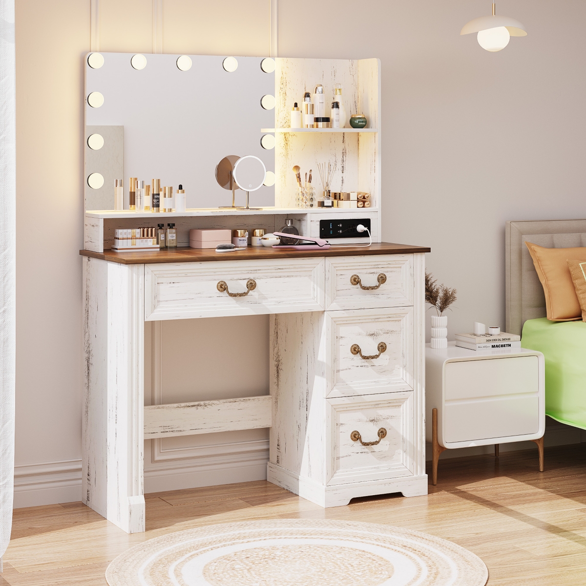 Click here for Vlsrka Vanity desk for bedroom with lights  drawer... prices
