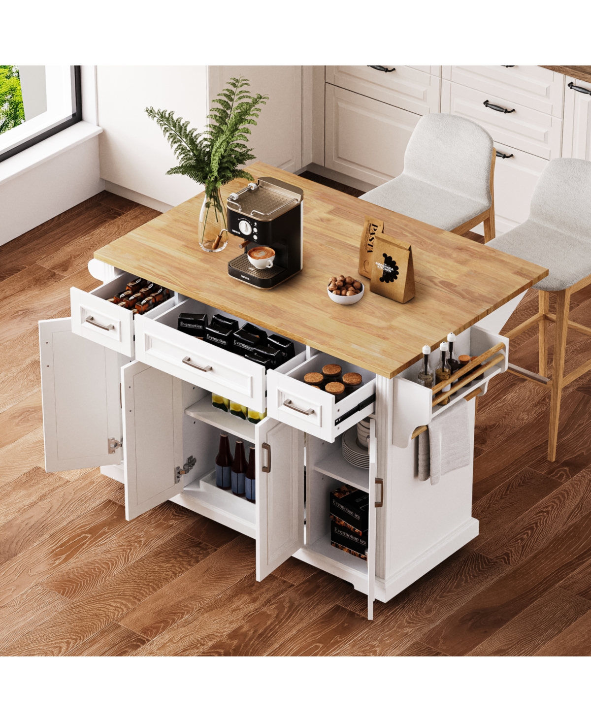 Click here for Streamdale Large Kitchen Island with Drop Leaf  Em... prices
