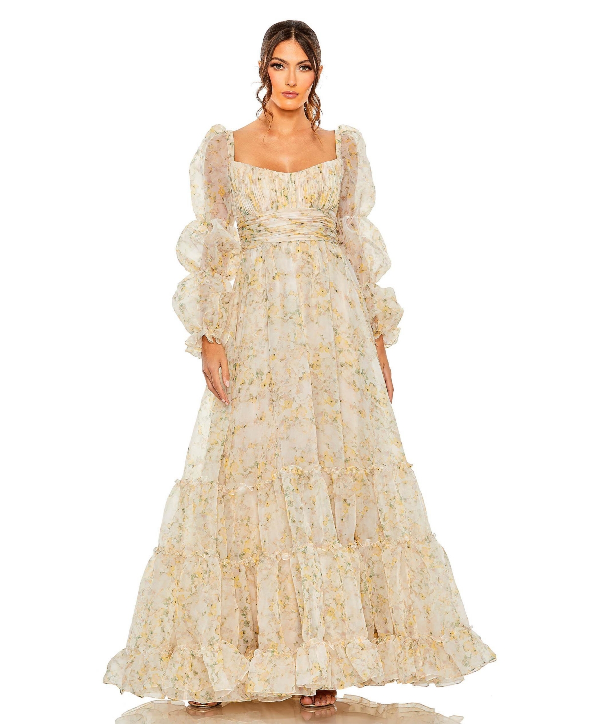 Click here for Mac Duggal Womens Sweetheart Balloon Sleeve Chiffo... prices