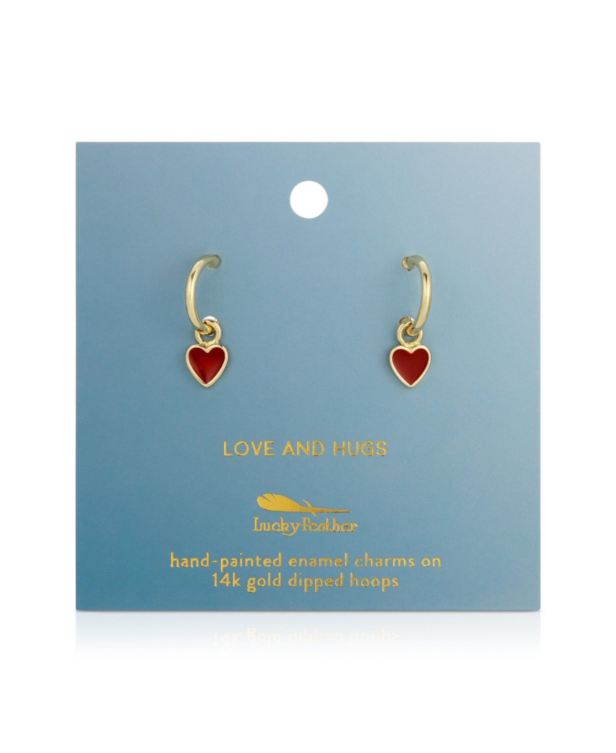Click here for Lucky Feather Hoops with Drop - Heart - Hugs prices