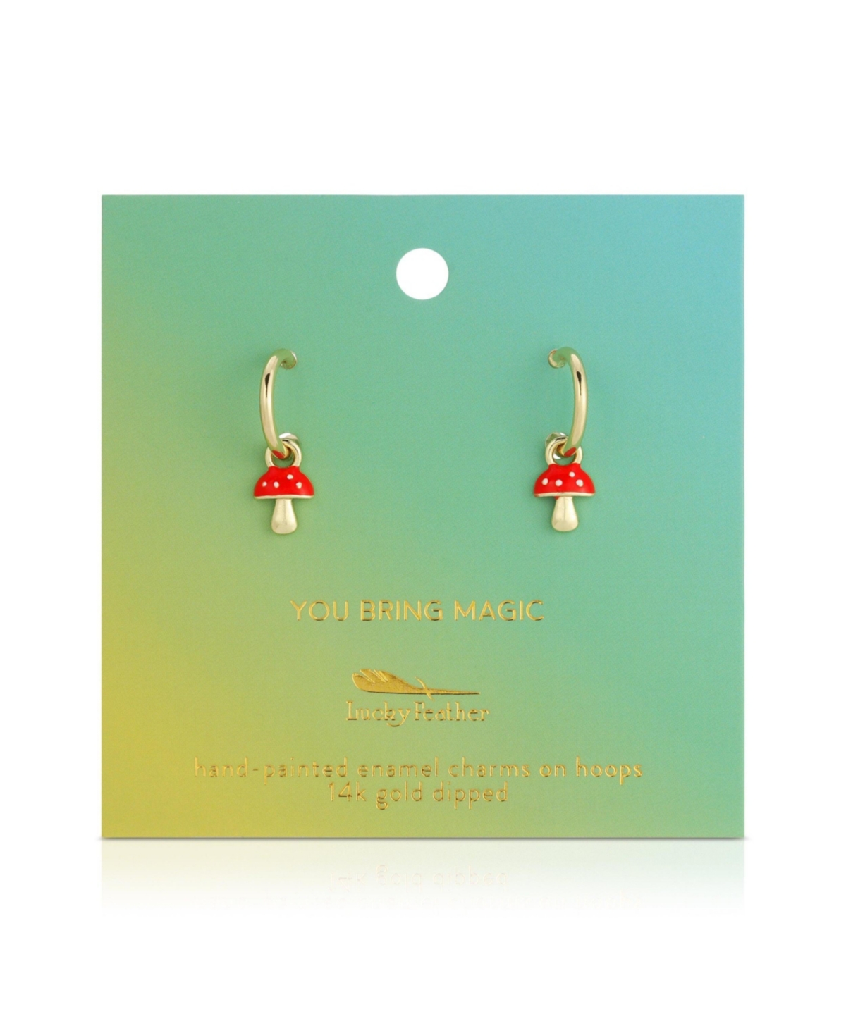 Click here for Lucky Feather Hoops with Drop - Mushroom - Bring M... prices