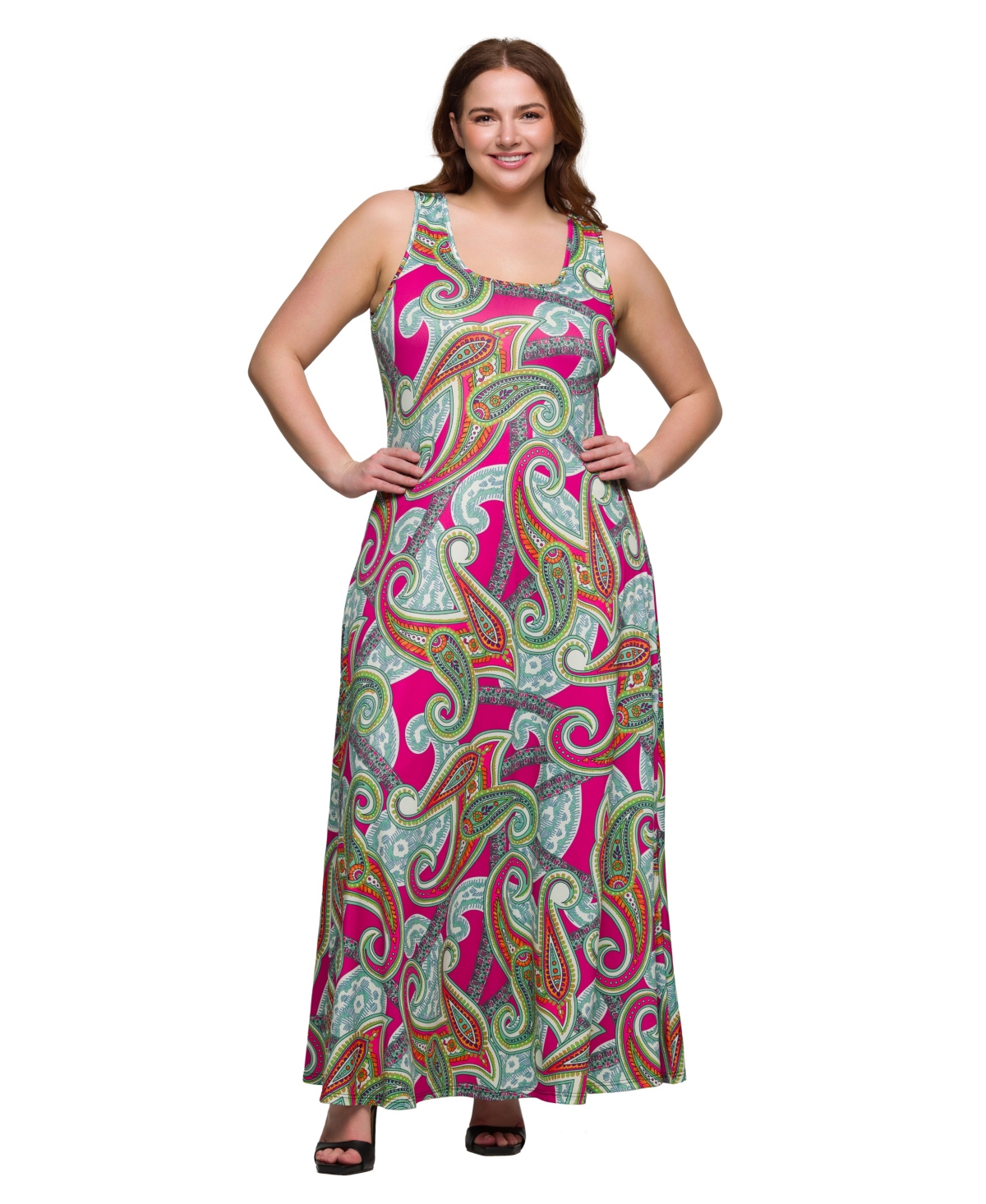 Click here for 24seven Comfort Apparel Plus Size Print Scoop Neck... prices