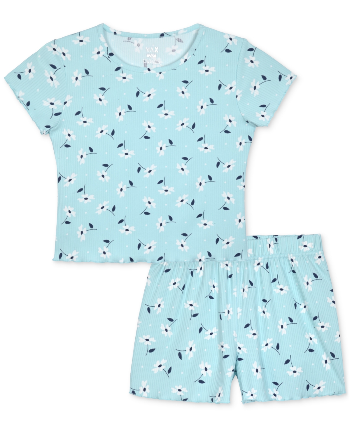 Click here for Max & Olivia Big Girls Floral-Print Rib Lettuce-Ed... prices