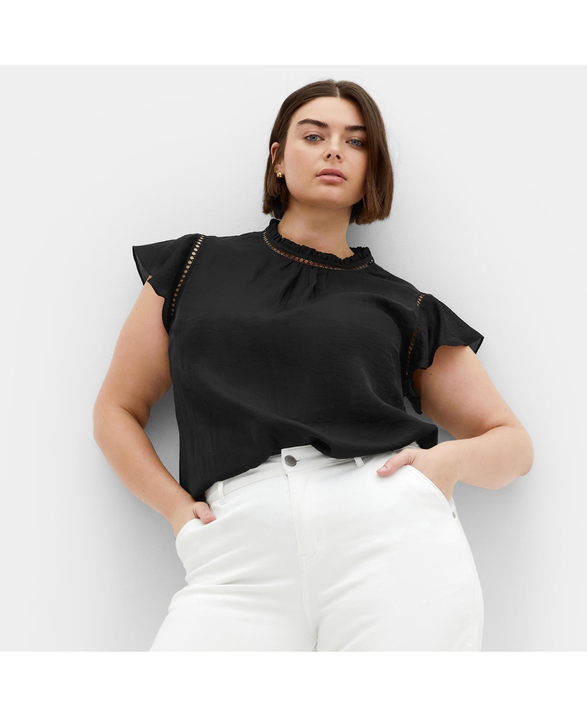 Click here for City Chic Plus Size Lorelai Top - Black prices