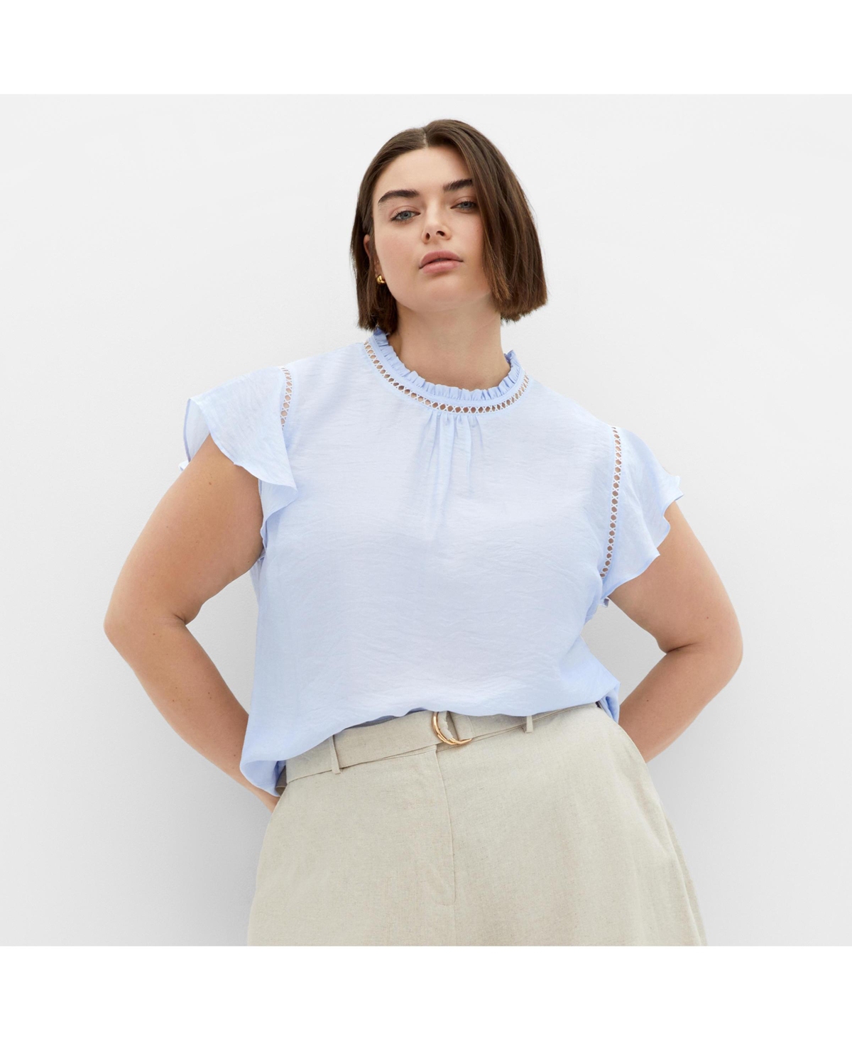 Click here for City Chic Plus Size Lorelai Top - Sky blue prices