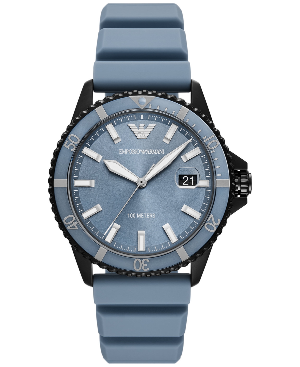 Click here for Emporio Armani Mens Blue Silicone Strap Watch 42mm... prices