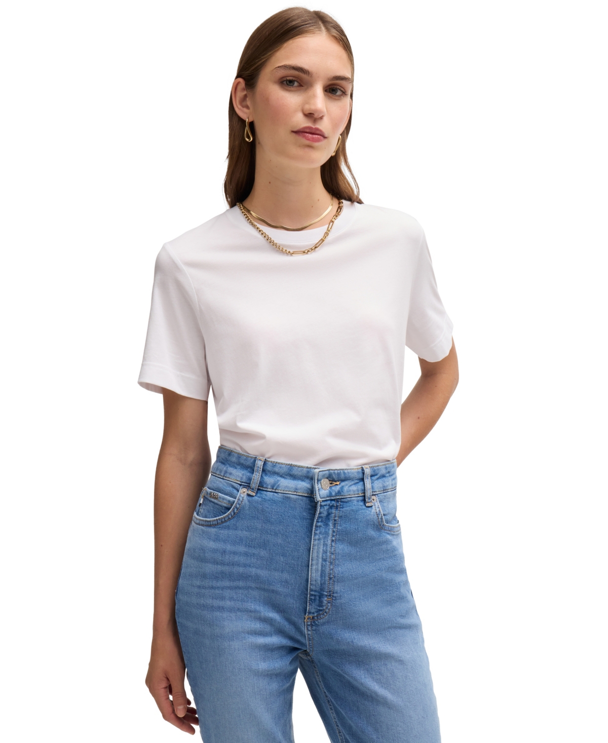 Click here for Boss by Hugo Boss Womens Relaxed-Fit T-Shirt - Whi... prices
