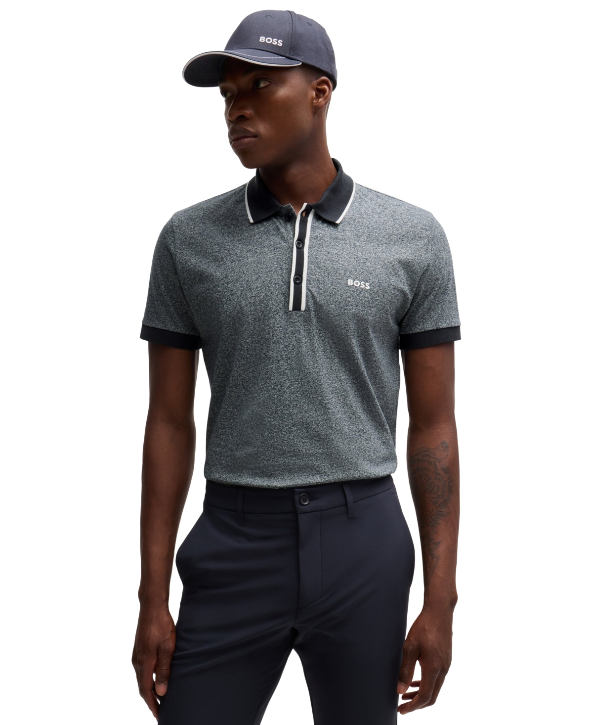 Click here for Boss by Hugo Boss Mens Striped Trim Polo Shirt - D... prices
