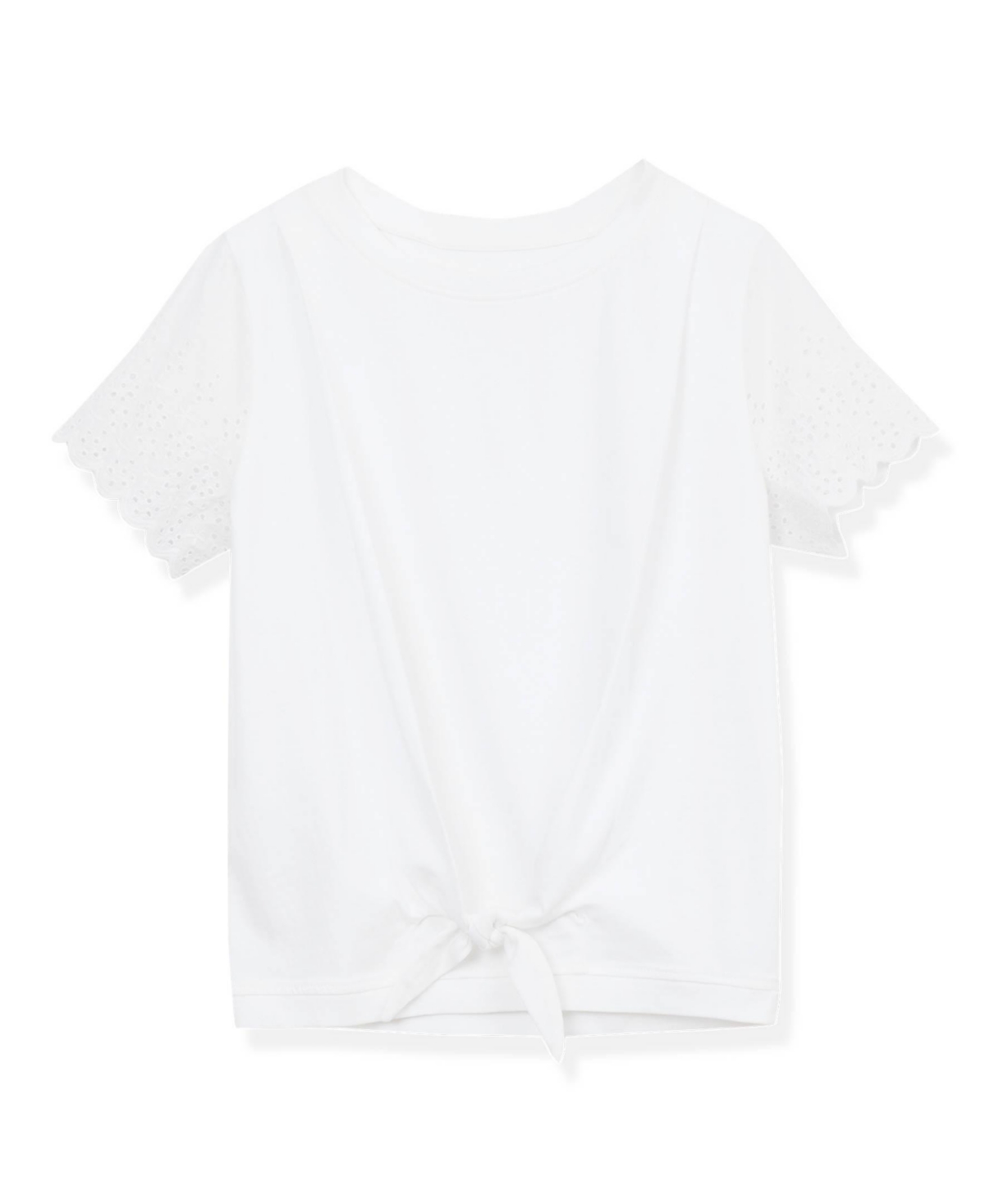 Click here for Lands End Girls Short Sleeve Knotted Tee - White prices