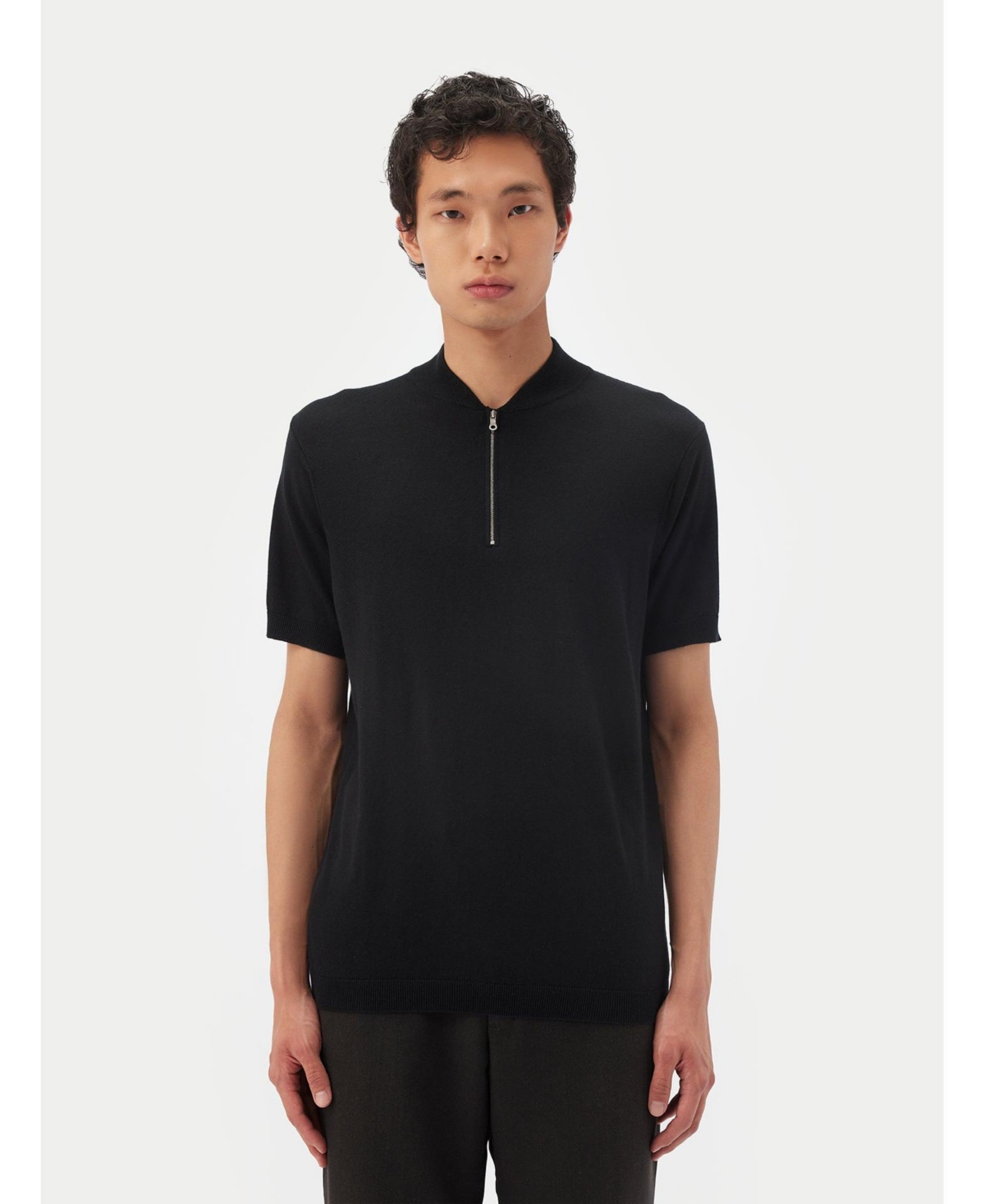 Click here for Gobi Cashmere Mens Silk Cashmere Zip T-Shirt - Bla... prices