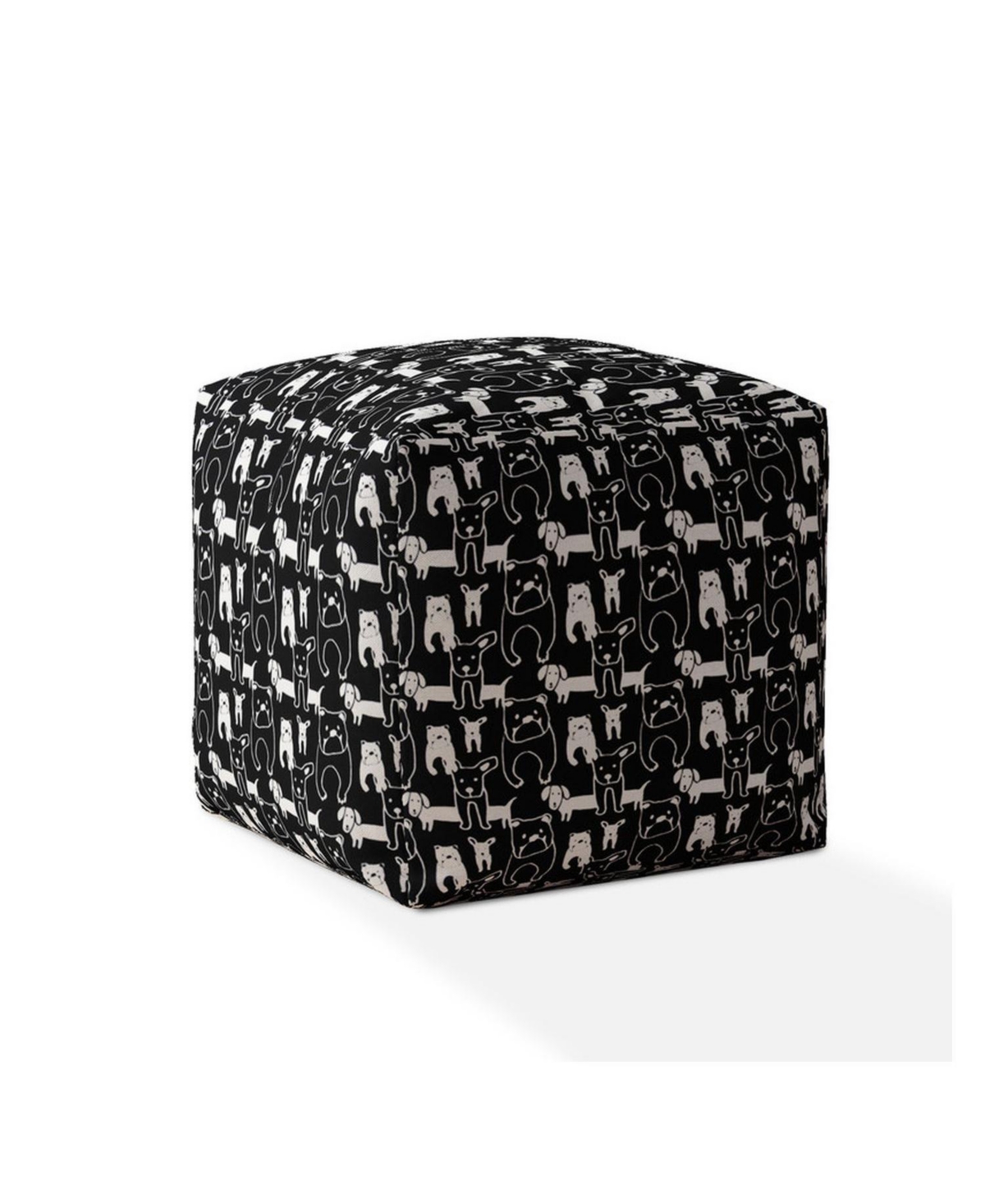 Click here for 17 Black Cotton Animal Print Pouf Ottoman - Multi prices
