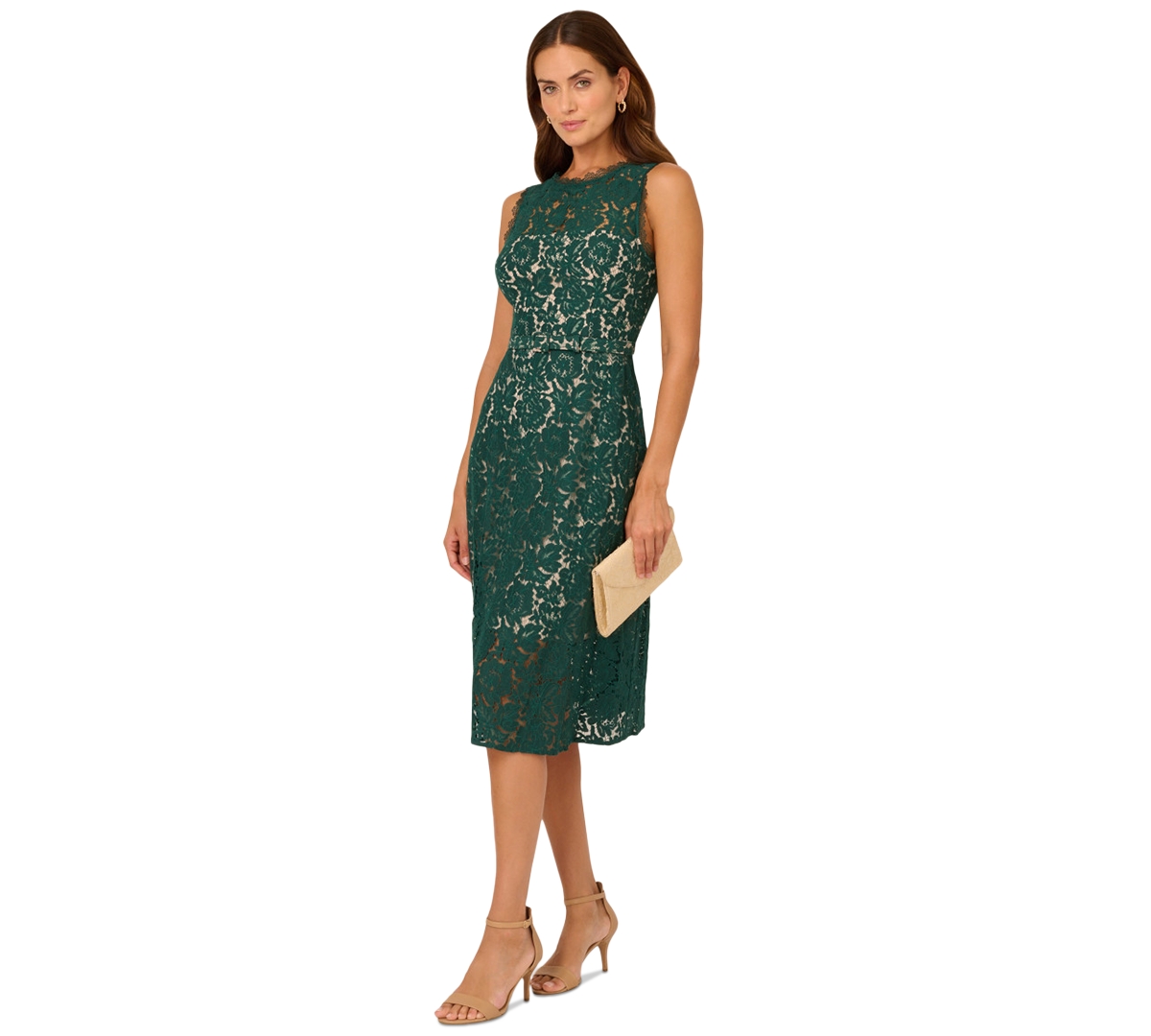 Click here for Adrianna Papell Womens Sleeveless Lace Midi Dress... prices