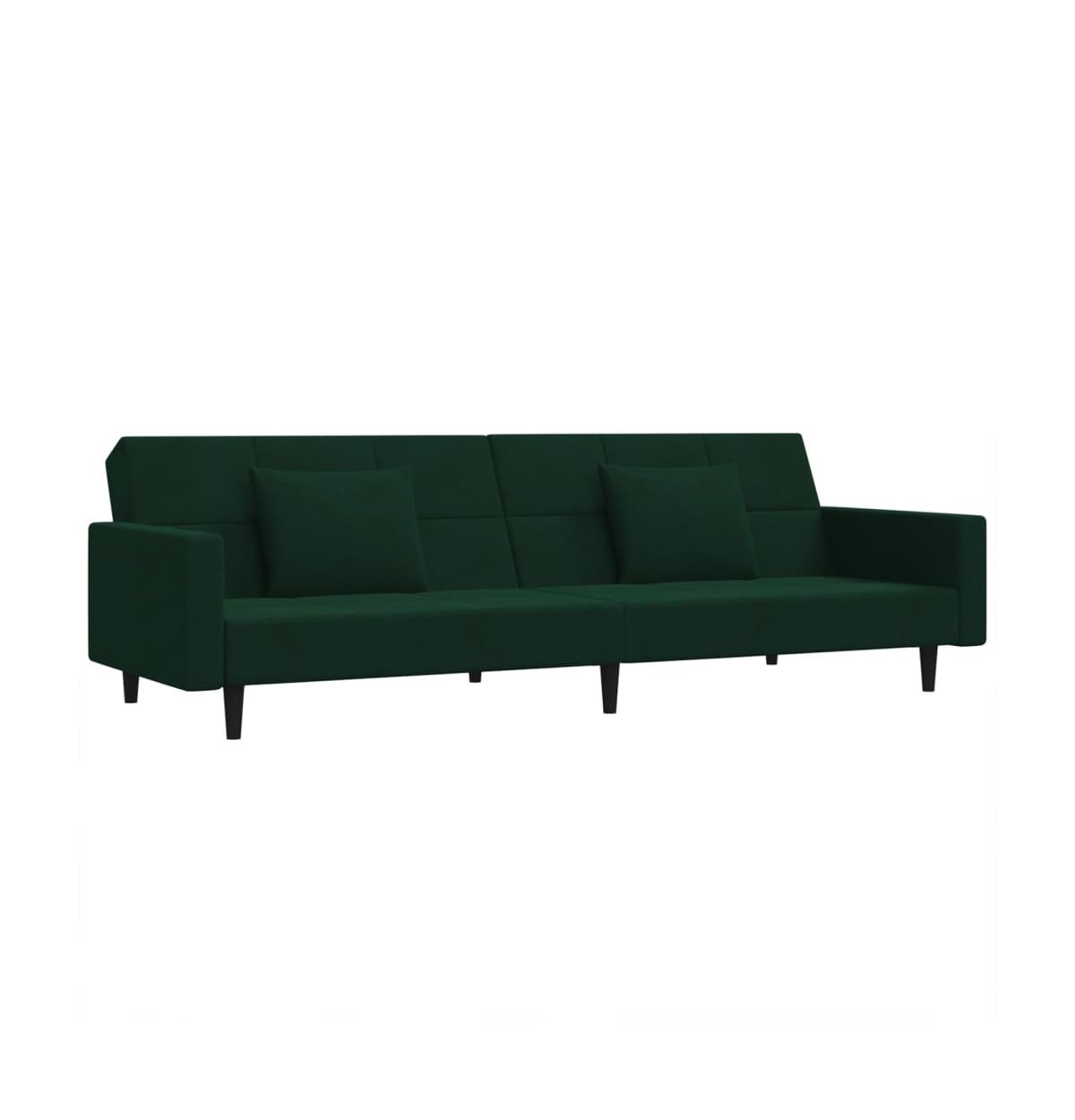 Click here for 2-Seater Sofa Bed with Two Pillows Dark Green Velv... prices