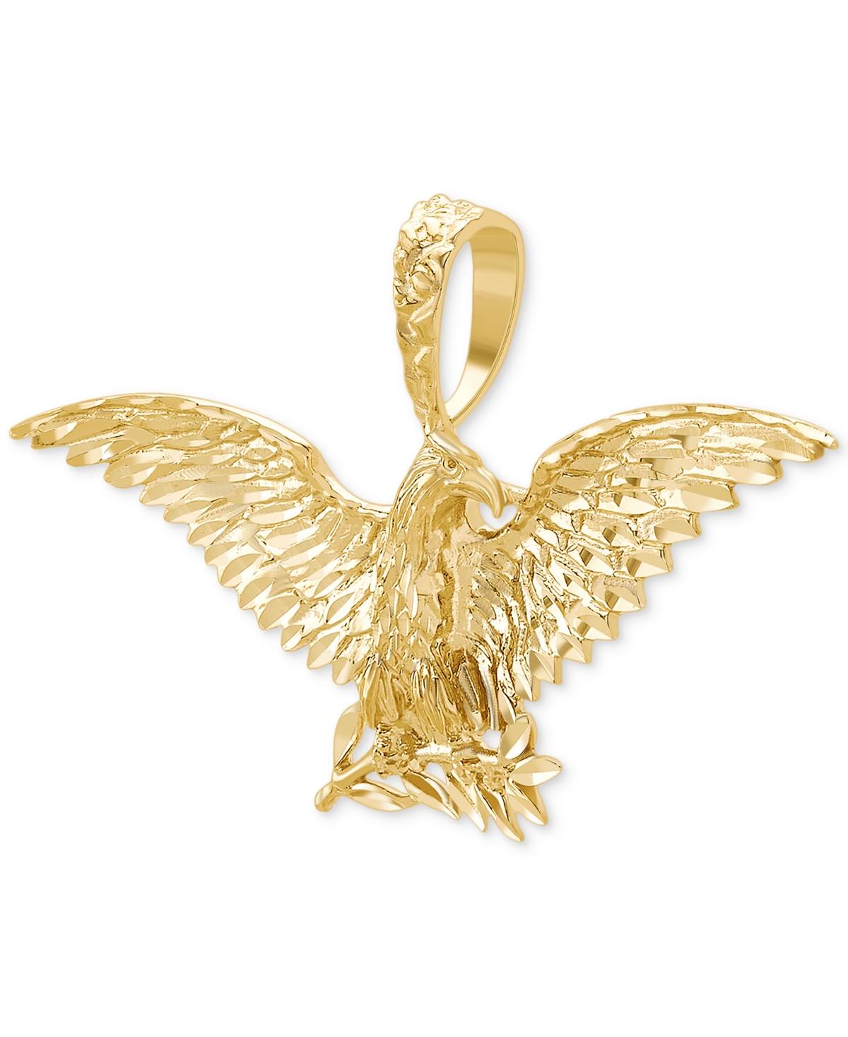 Click here for Mens Polished & Textured Eagle on Twig Charm Penda... prices