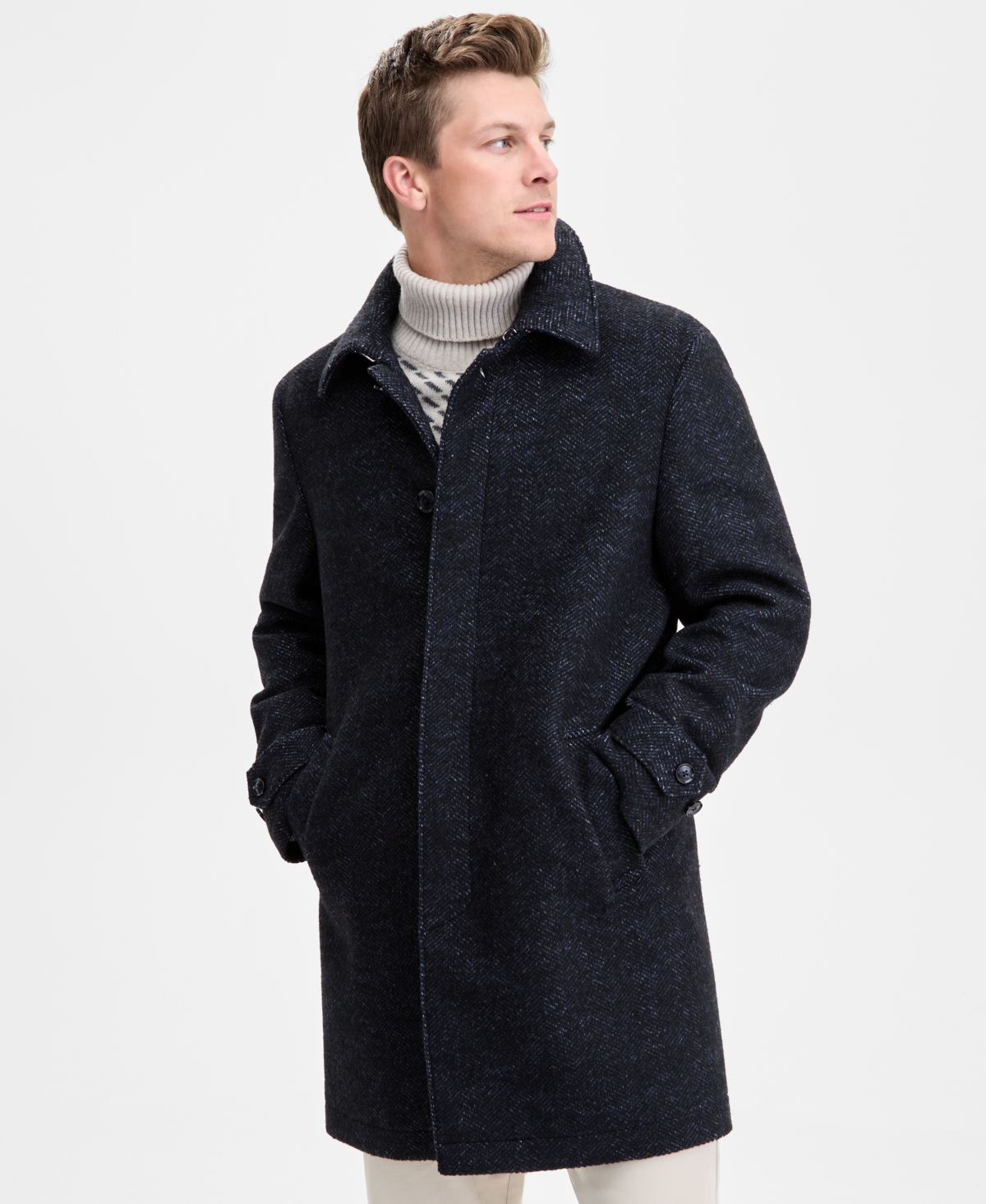 Click here for Tommy Hilfiger Men Classic Fit Melange Overcoat -... prices