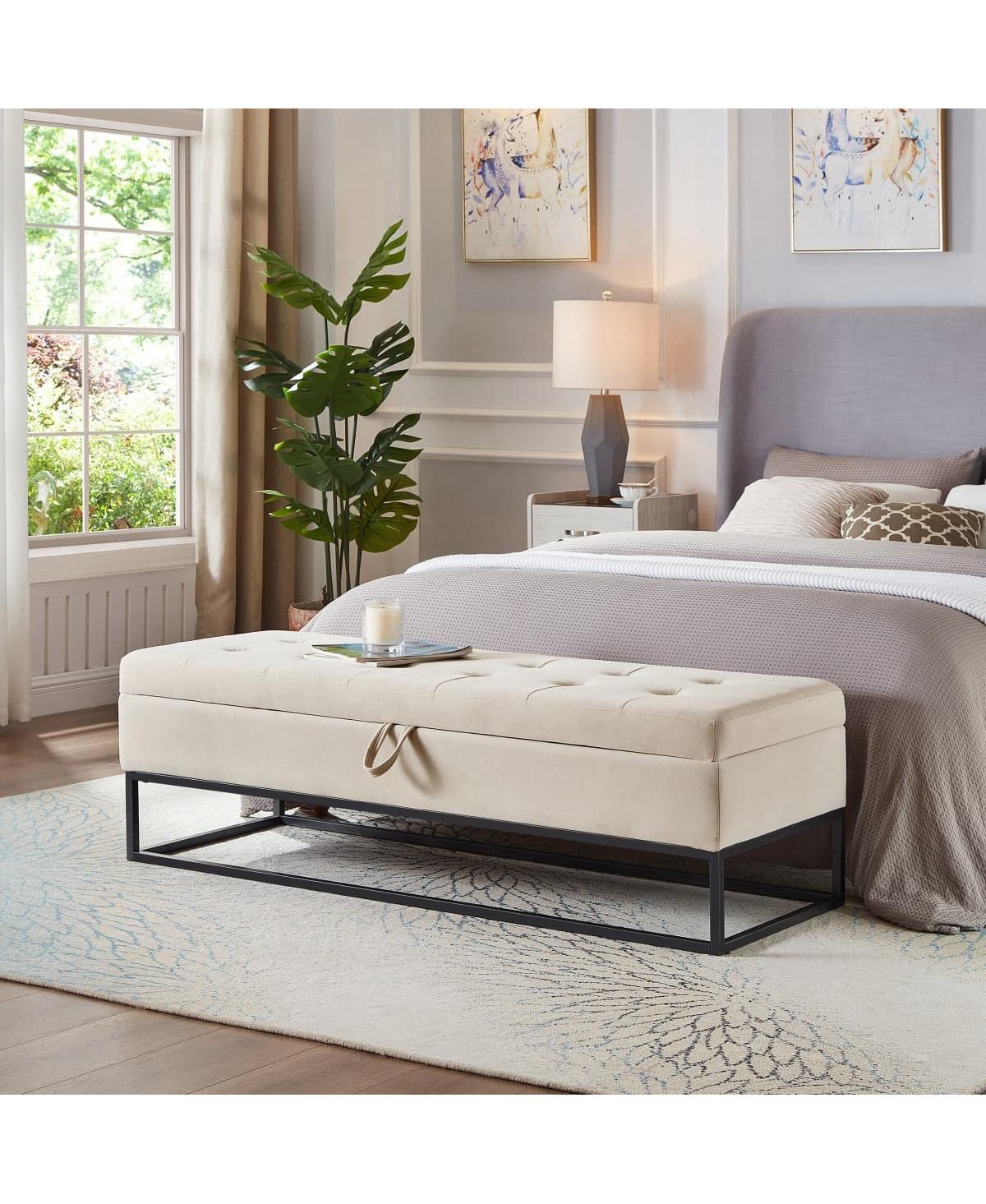 Click here for Upholstered Storage Bench with Metal Base Tufted V... prices