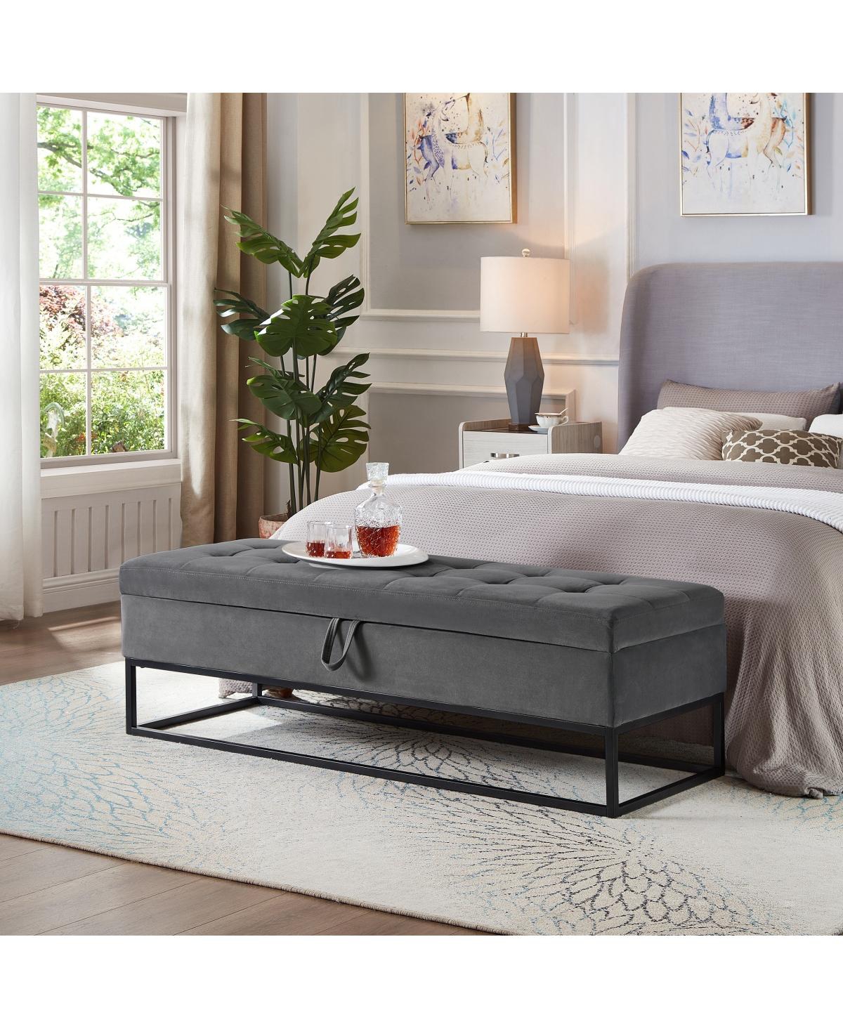 Click here for Upholstered Storage Bench with Metal Base Tufted V... prices