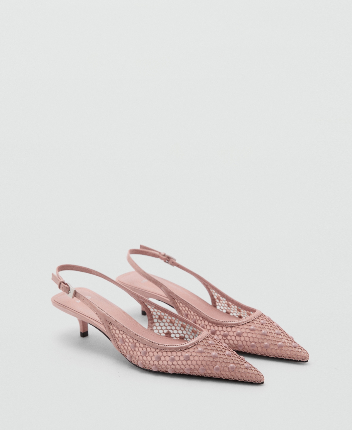 Click here for Mango Womens Mesh Decorative Ball Heel Shoes - Nud... prices