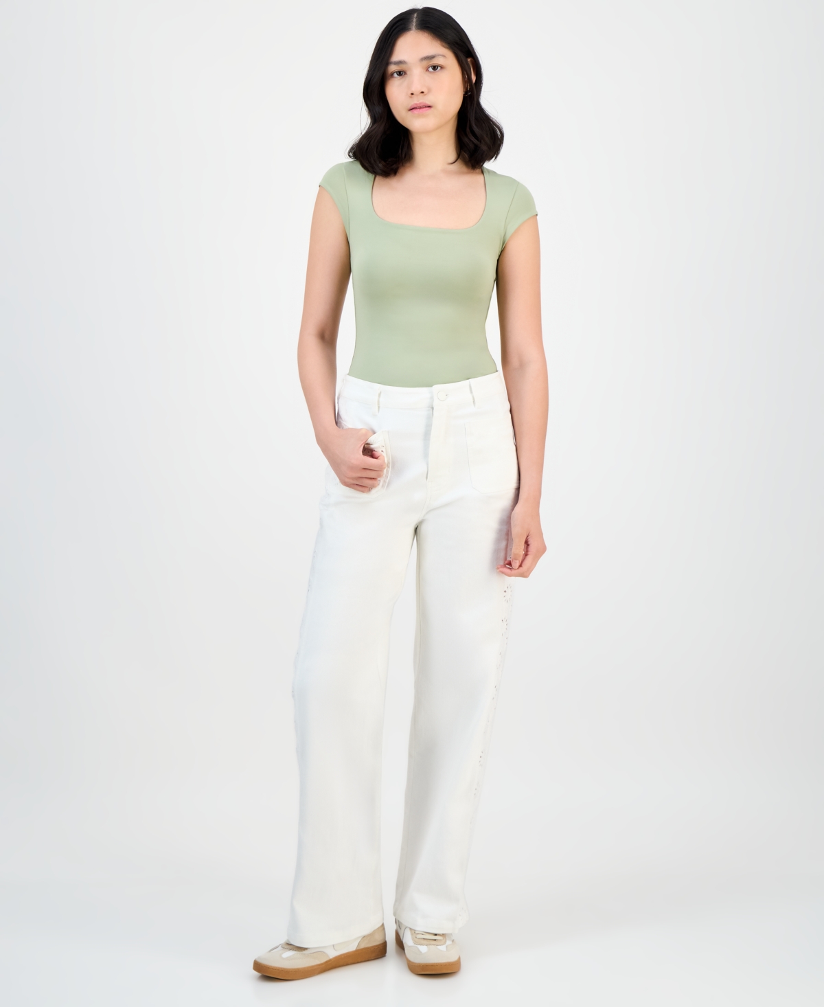Click here for And Now This Womens Eyelet Patch-Pocket Pants  Mac... prices