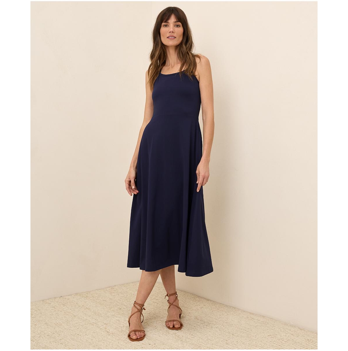 Click here for Pact Womens Fit & Flare Midi Dress - Eclipse prices