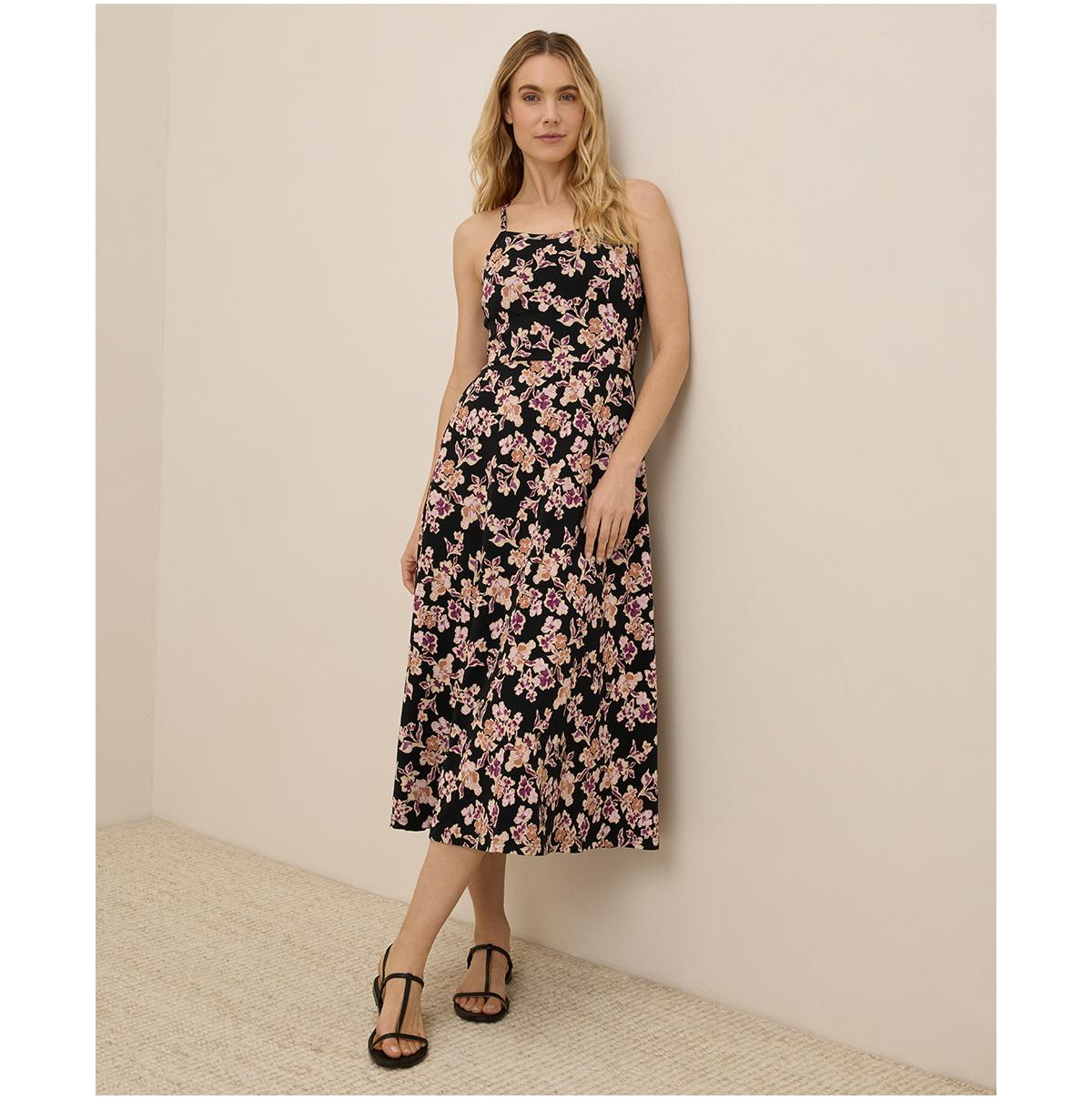 Click here for Pact Womens Fit & Flare Midi Dress - Scattered pos... prices