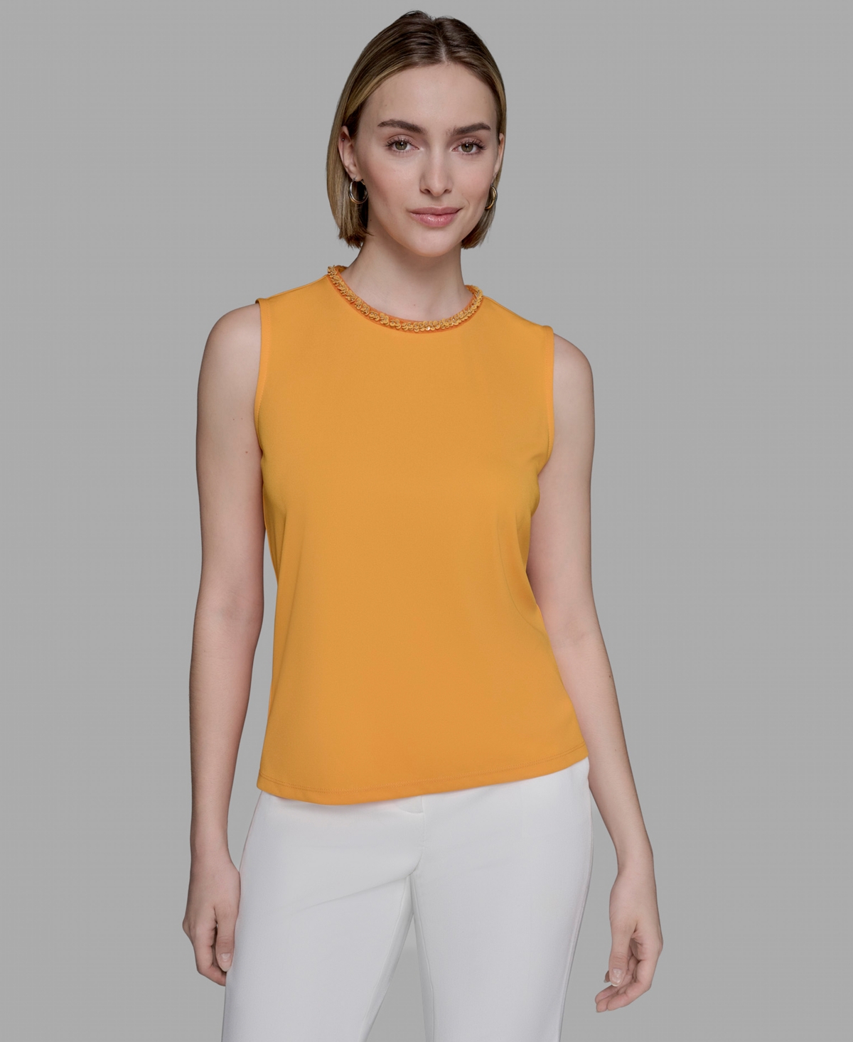 Click here for Karl Lagerfeld Paris Womens Bead-Trim Sleeveless T... prices