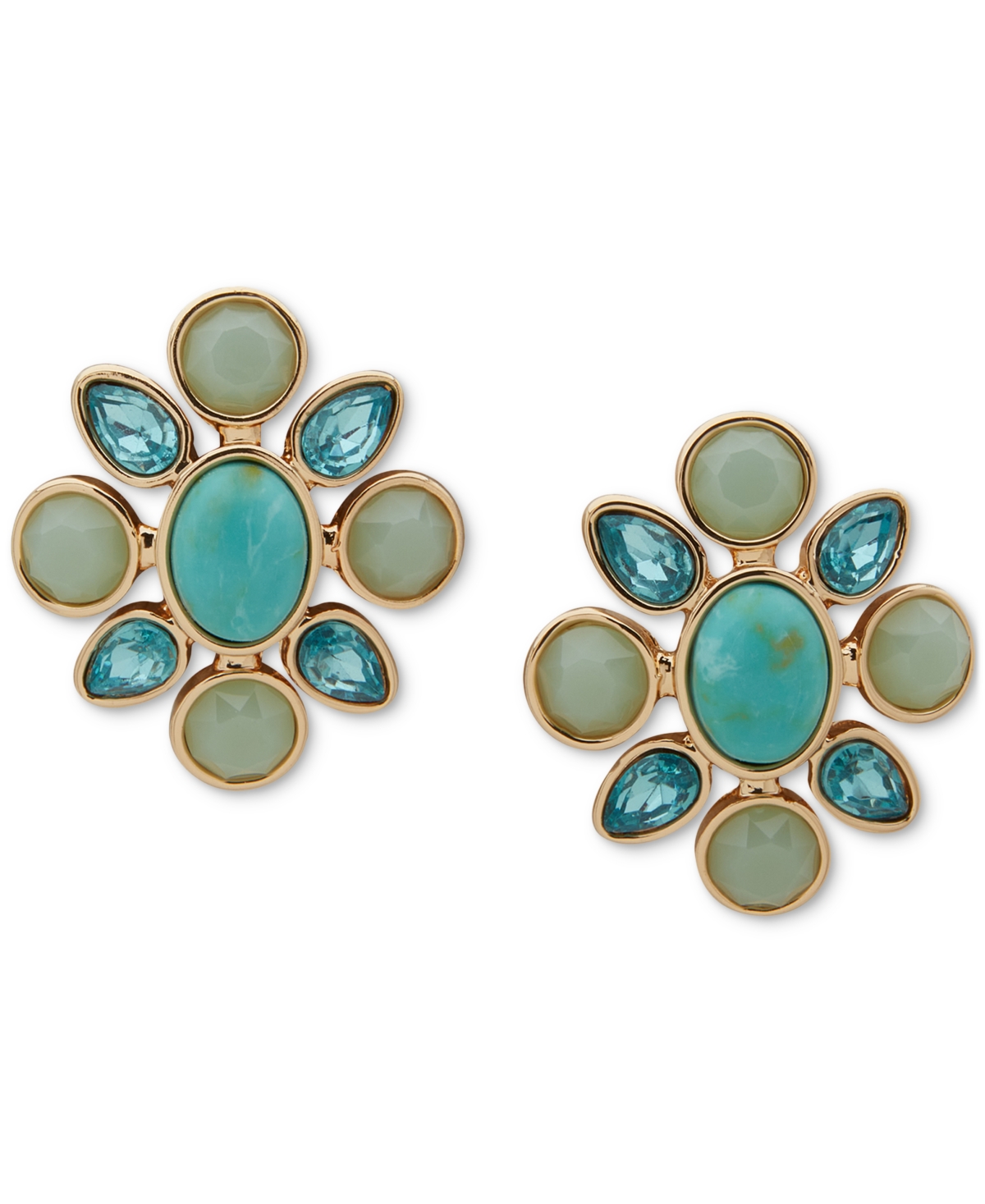 Click here for Anne Klein Gold-Tone Mixed Stone Cluster Stud Earr... prices