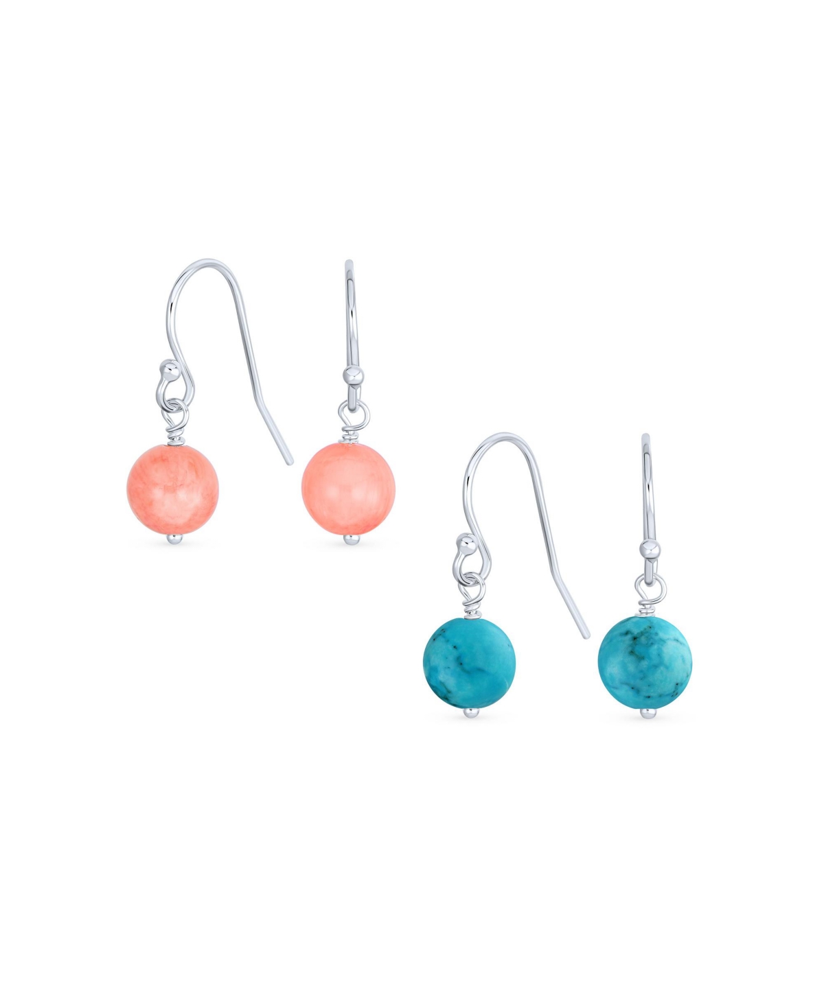 Click here for Bling Jewelry Set of 2 Natural Stone Bead Drop Ear... prices