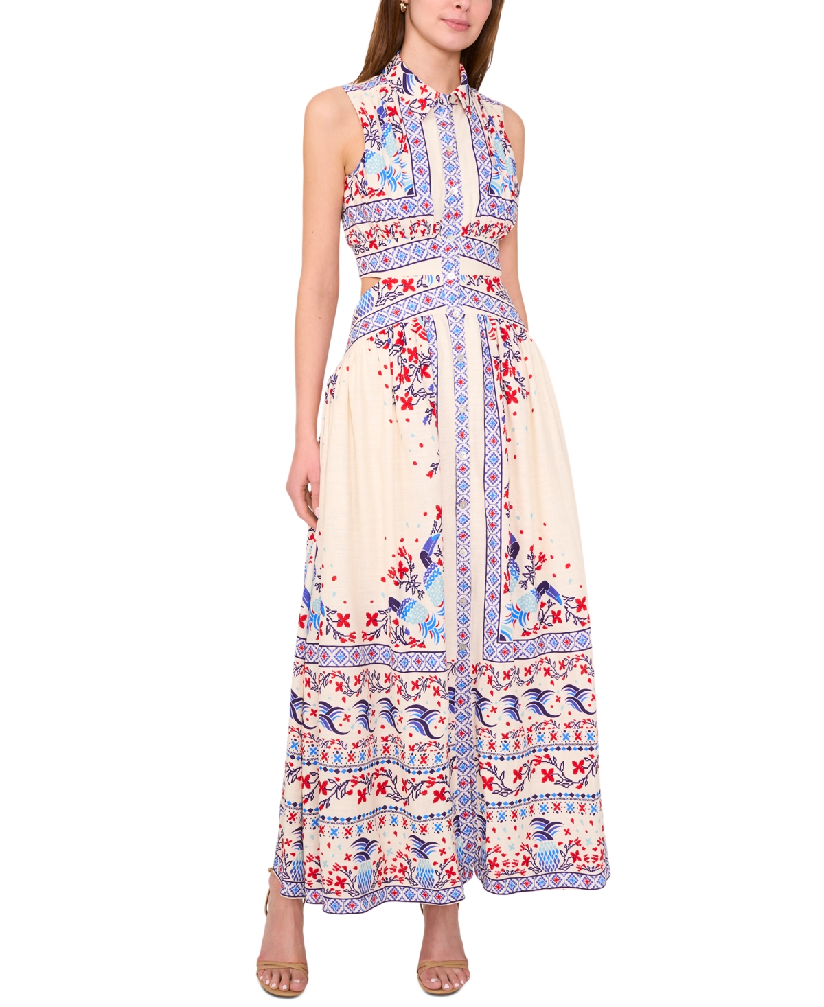 Click here for 1.state Womens Printed Button Cutout Sleeveless Ma... prices