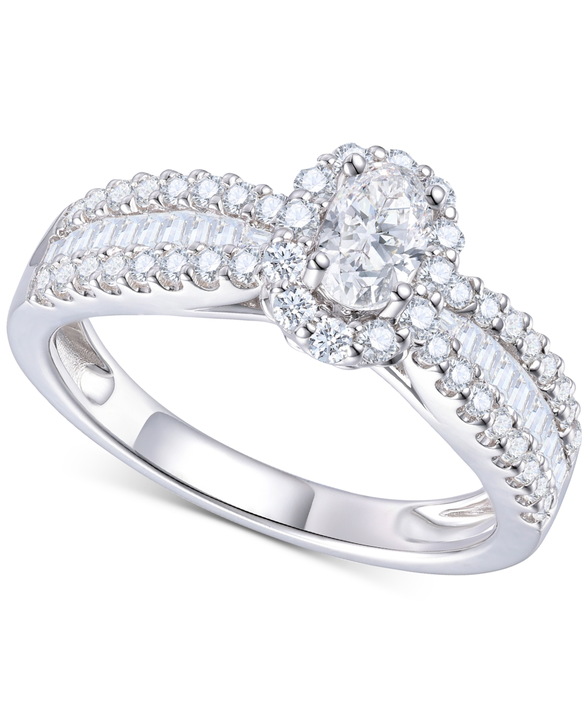 Click here for Diamond Oval Halo Three Row Engagement Ring (1 ct.... prices