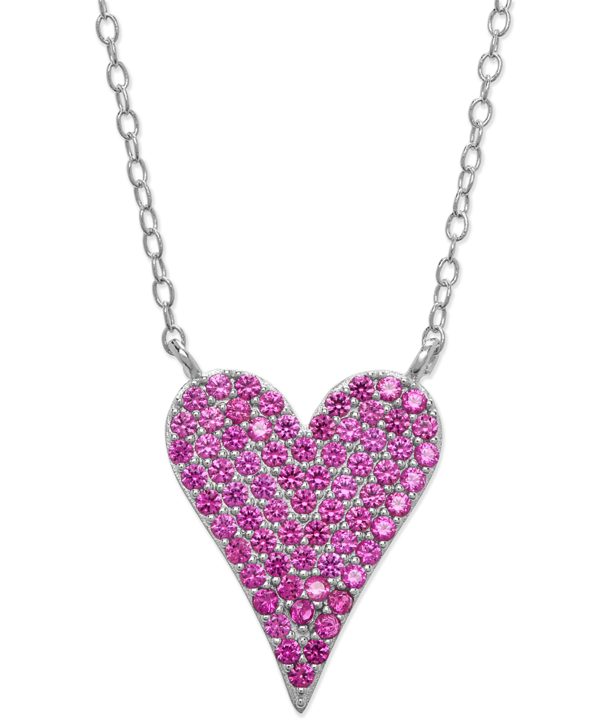 Click here for Lab Grown Pink Sapphire Pave Heart 18 Pendant Neck... prices