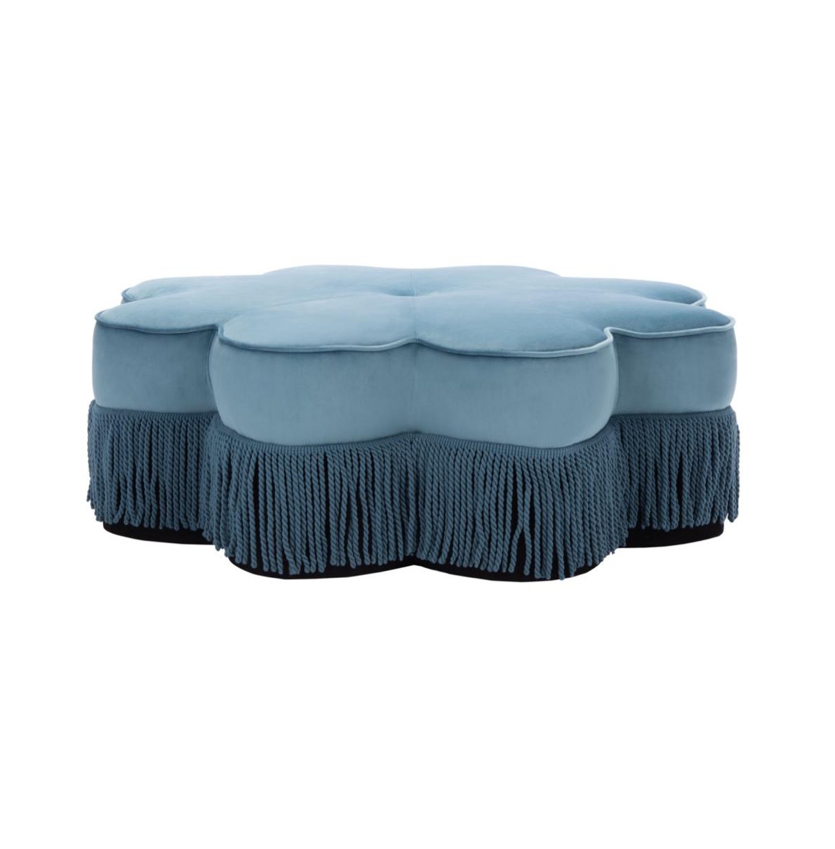 Click here for Tanith Flower Ottoman - Dusty blue prices