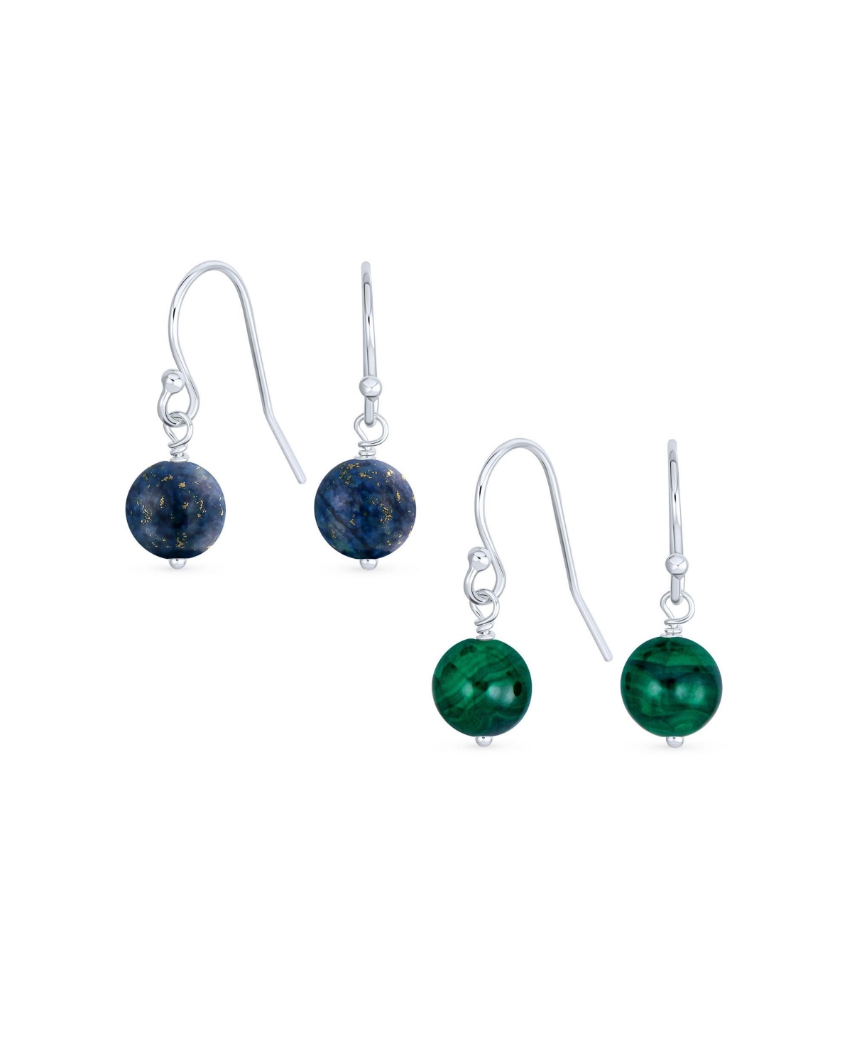 Click here for Bling Jewelry Set of 2 Natural Stone Bead Drop Ear... prices