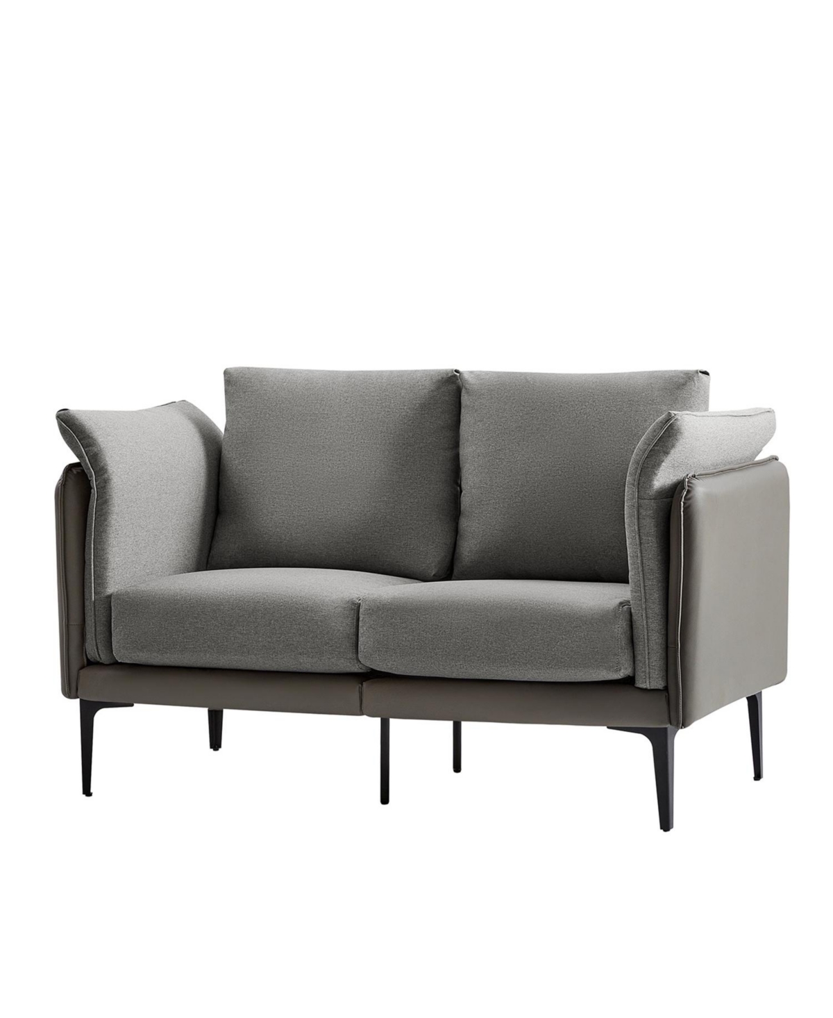Click here for Vecent Modern Faux Leather-trimmed Fabric Sofa - G... prices