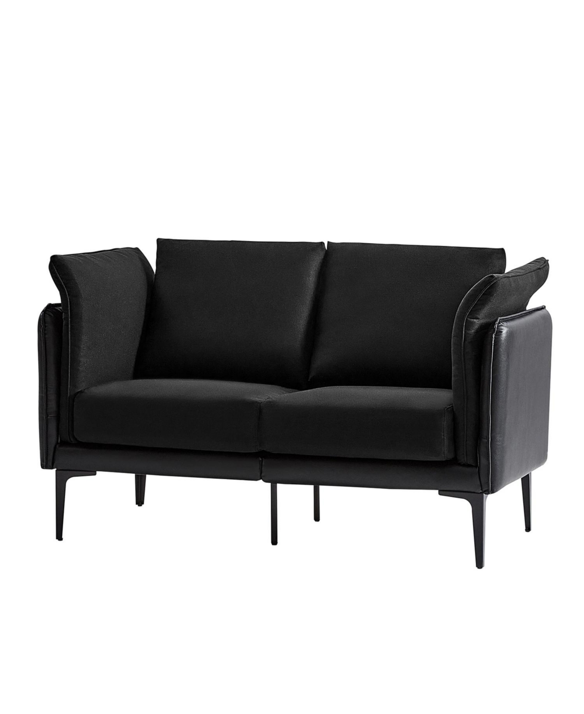 Click here for Vecent Modern Faux Leather-trimmed Fabric Sofa - B... prices