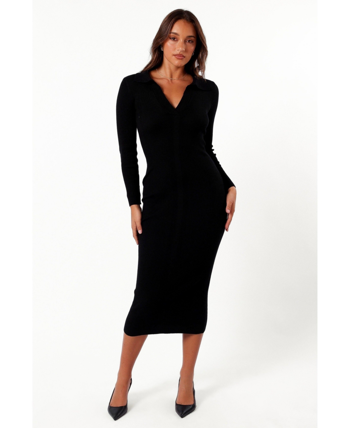 Click here for Petal and Pup Irene Long Sleeve Midi Dress - Black prices