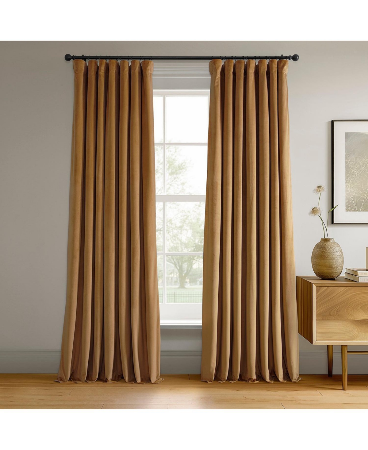 Click here for Half Price Drapes Signature Velvet Curtain - Amber... prices