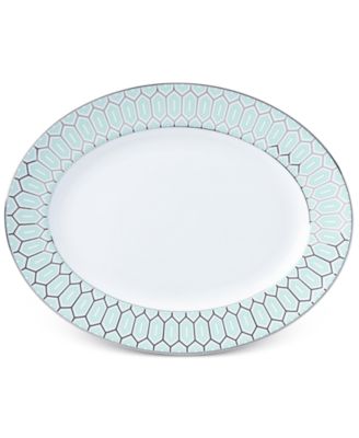 Brian Gluckstein by Lenox Clara Aqua Bone China Oval Platter - Macy's
