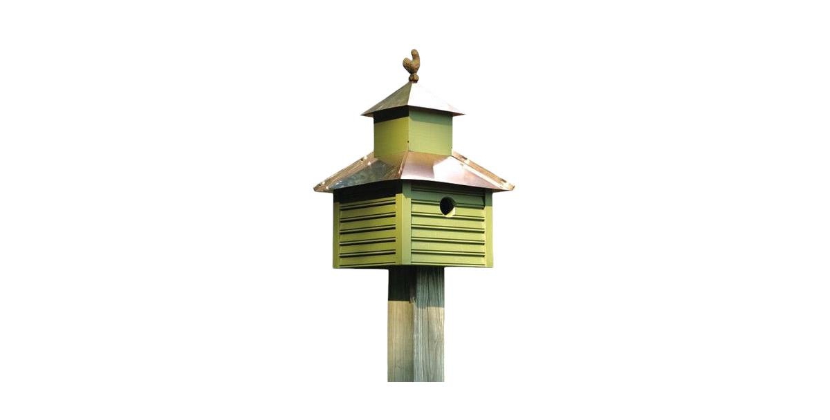 Click here for Birdhouse with Bright Copper Roof and Rooster Top... prices