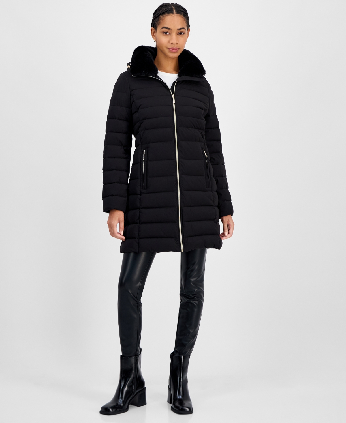 Click here for Michael Michael Kors Womens Faux-Fur-Collar Hooded... prices