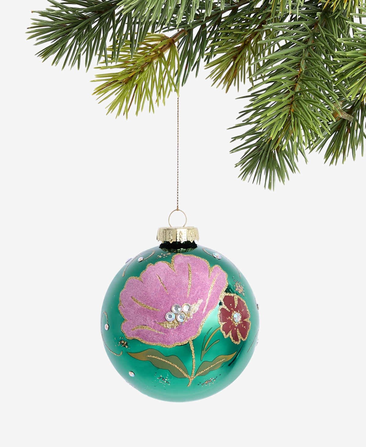 Click here for Holiday Lane Enchanted Forest Purple Floral Ball O... prices