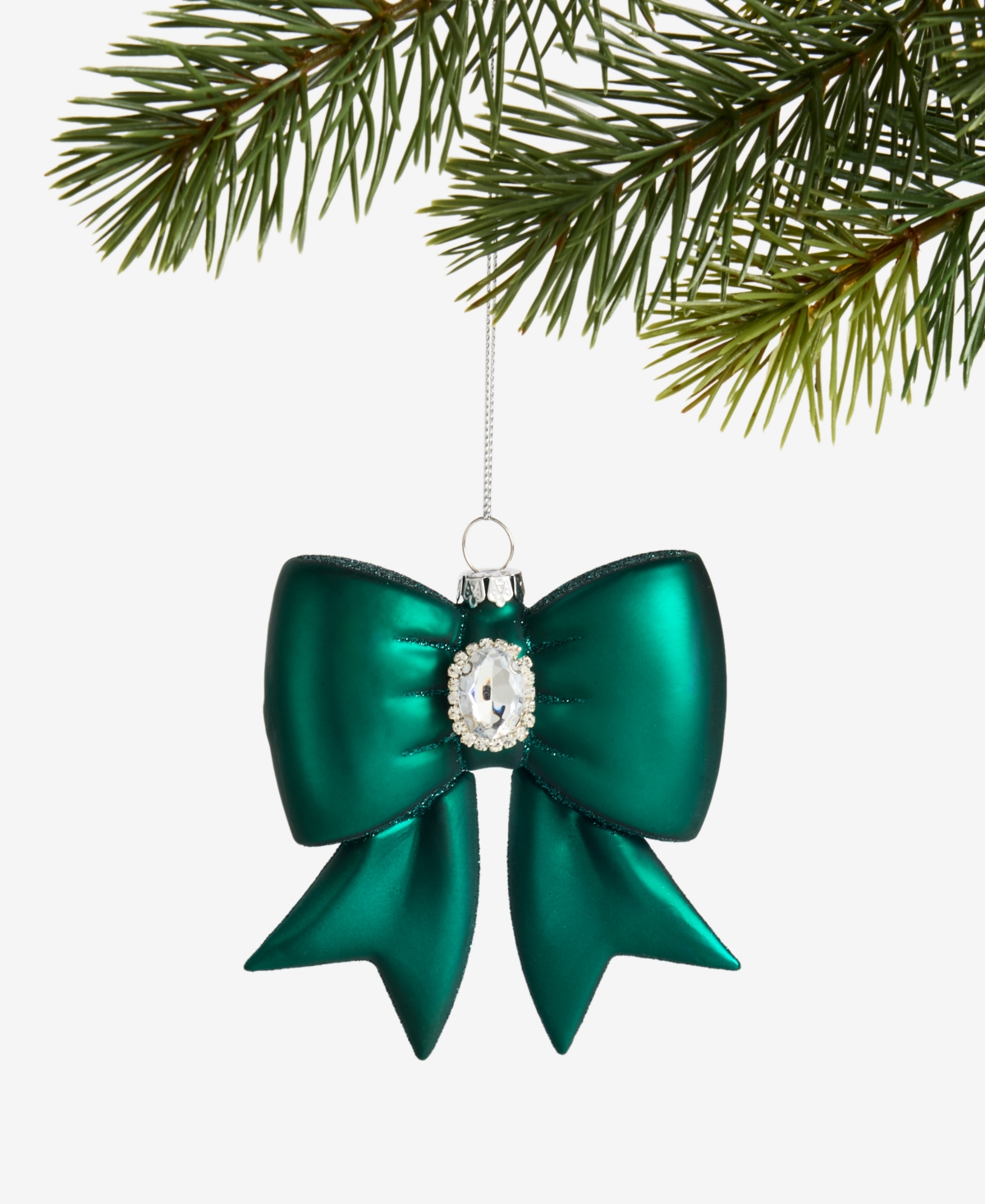 Click here for Holiday Lane Gilded Glamour Green Glass Bow Orname... prices