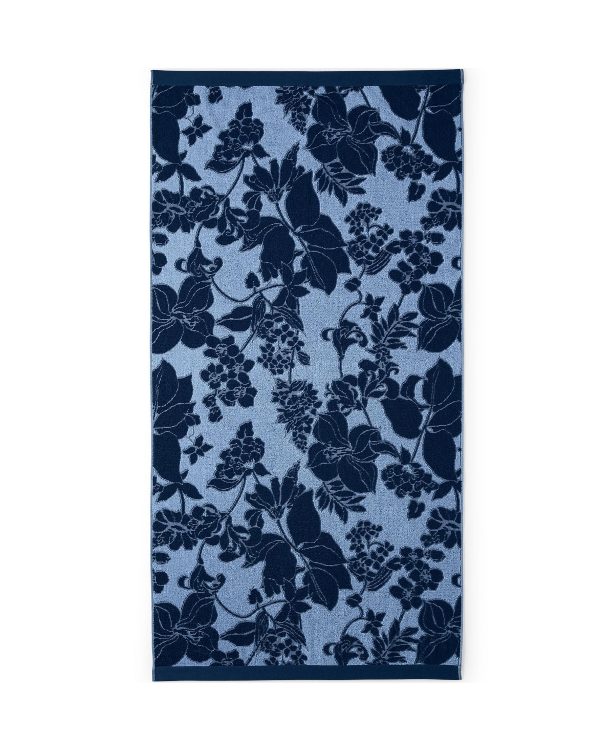 Click here for Lands End Jacquard Beach Towel - Deep sea navy flo... prices